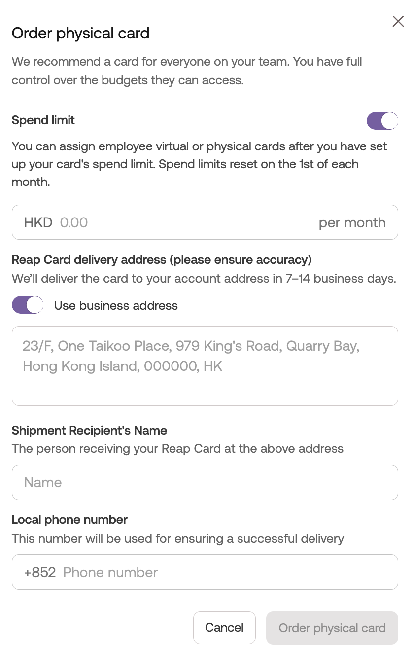 How to Order a Physical Card for a Team Member? – REAP Help Center